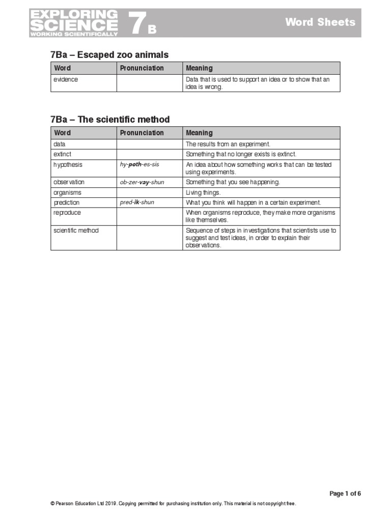7ba - Escaped Zoo Animals: Word Sheets | PDF | Reproductive System ...