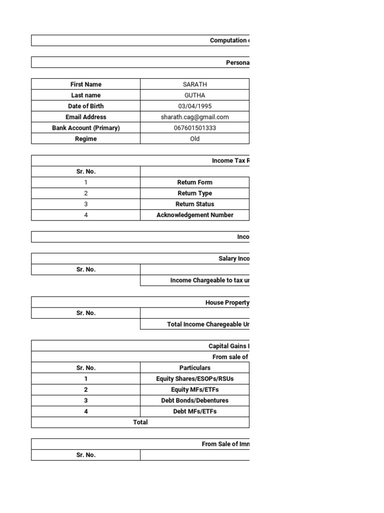 ITR-3 Computation of Tax | Download Free PDF | Capital Gains Tax | Taxes