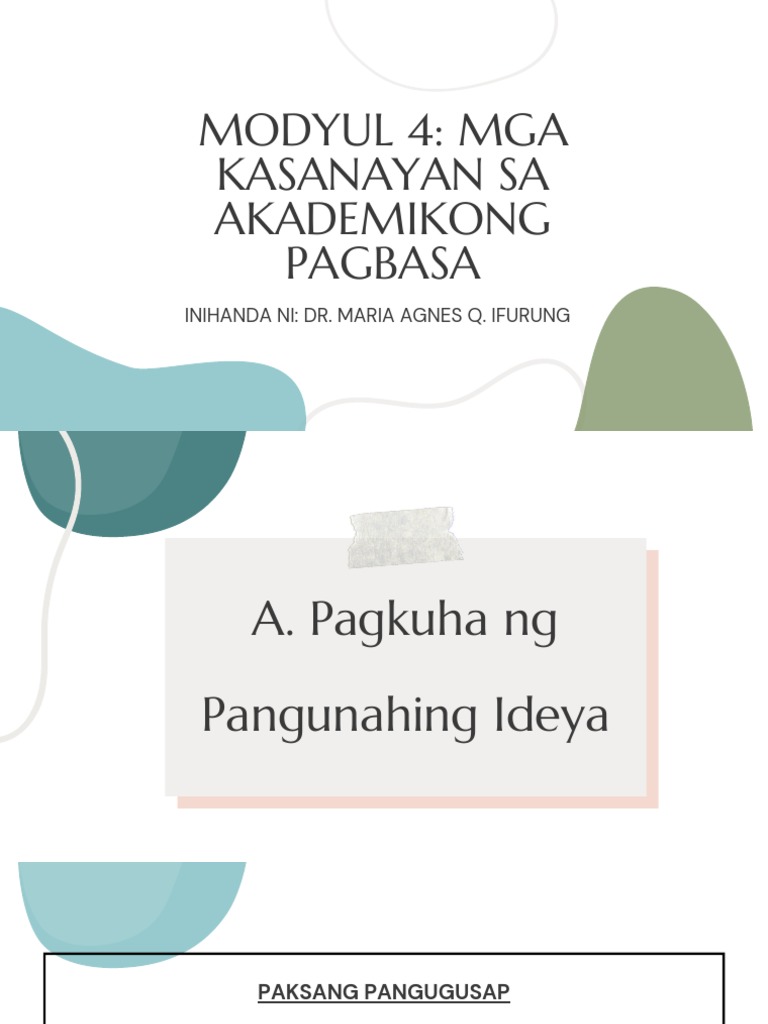 Modyul 4 - Mga Kasanayan Sa Akademikong Pagbasa | PDF