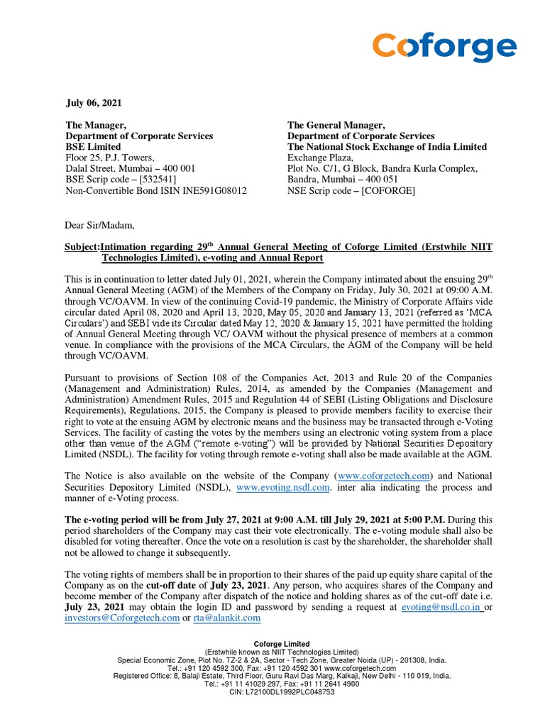 Coforge Limited | PDF | American Depositary Receipt | Stocks