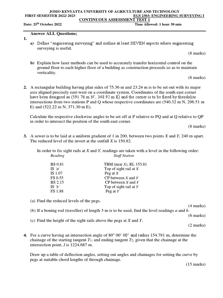 CAT1egs 2303Y22 | PDF | Surveying | Angle