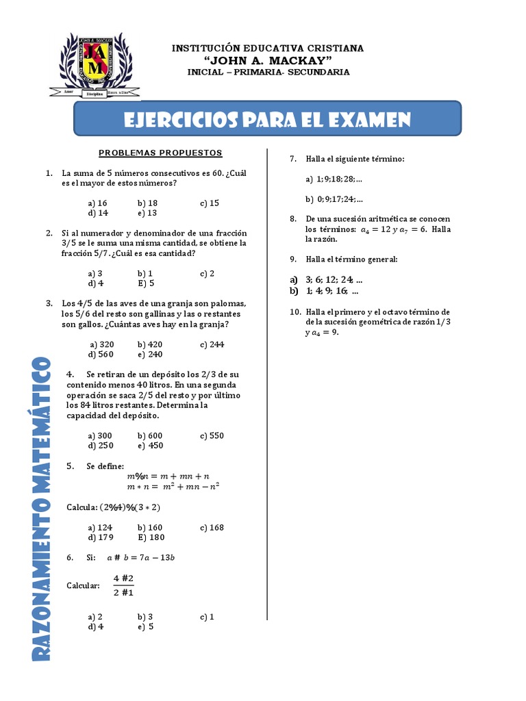 Examen Bimestral | PDF | Matemáticas | Aritmética