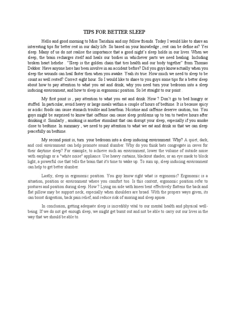 Tips For Better Sleep | PDF | Sleep | Cognitive Science