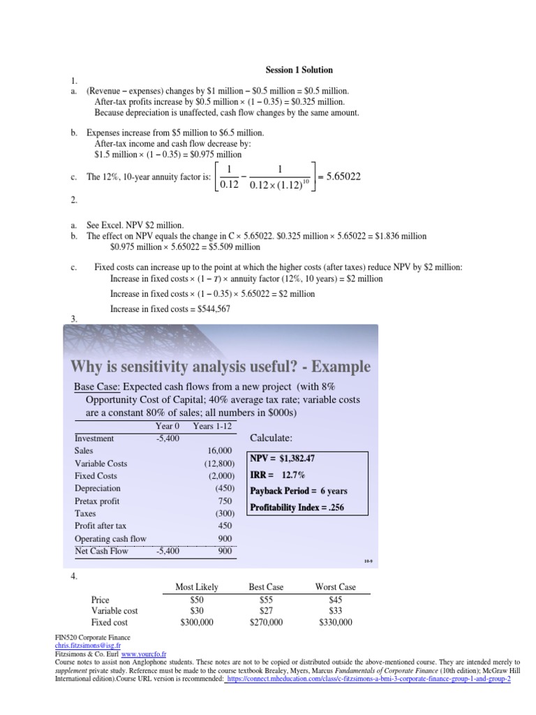 Class 1 - Solutions | Download Free PDF | Net Present Value | Depreciation