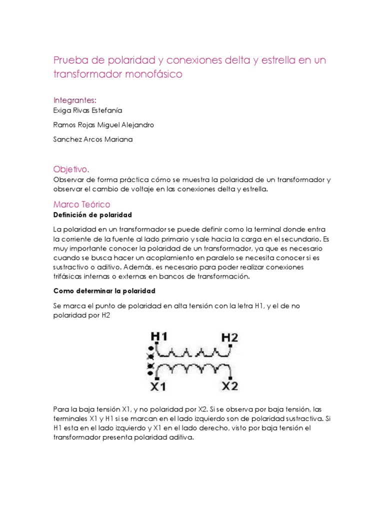Determinación experimental de la polaridad y medición de voltajes en conexiones delta y estrella ...