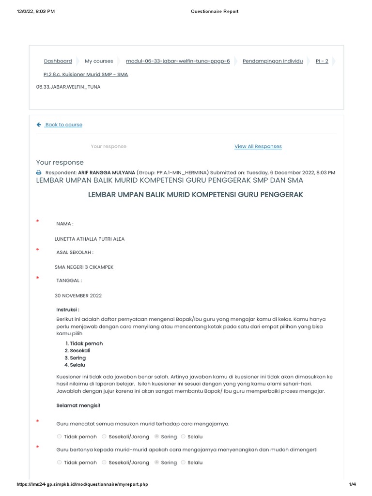 Refleksi Murid PI 3 | PDF