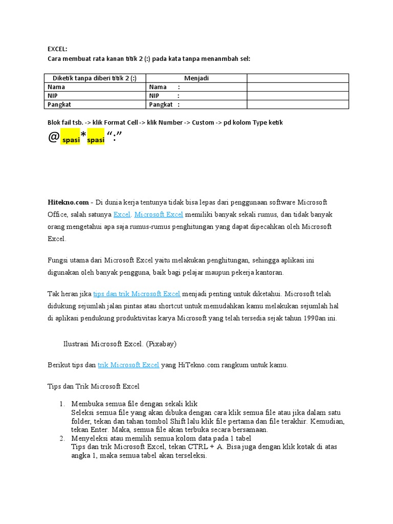 EXCEL Titik 2 Rata Kanan | PDF