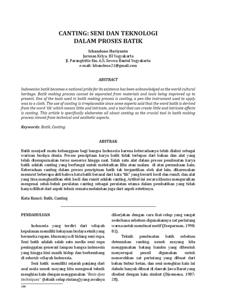 Canting Seni Dan Teknologi | PDF