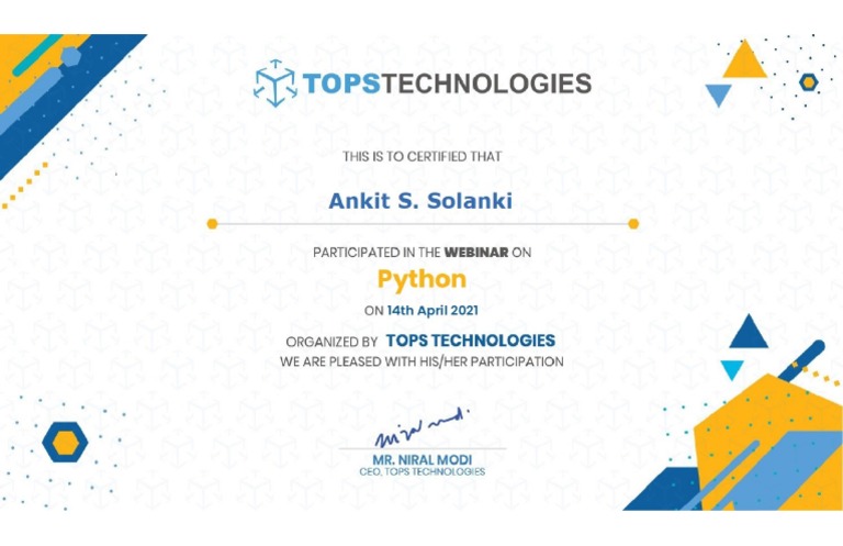 Python Webinar Certificate - Ankit | PDF