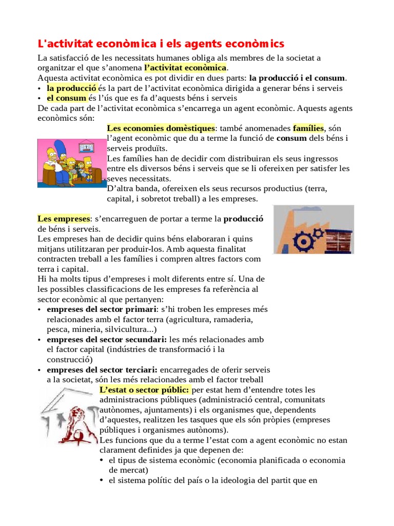 Activitat Economica I Agents Econòmics | PDF