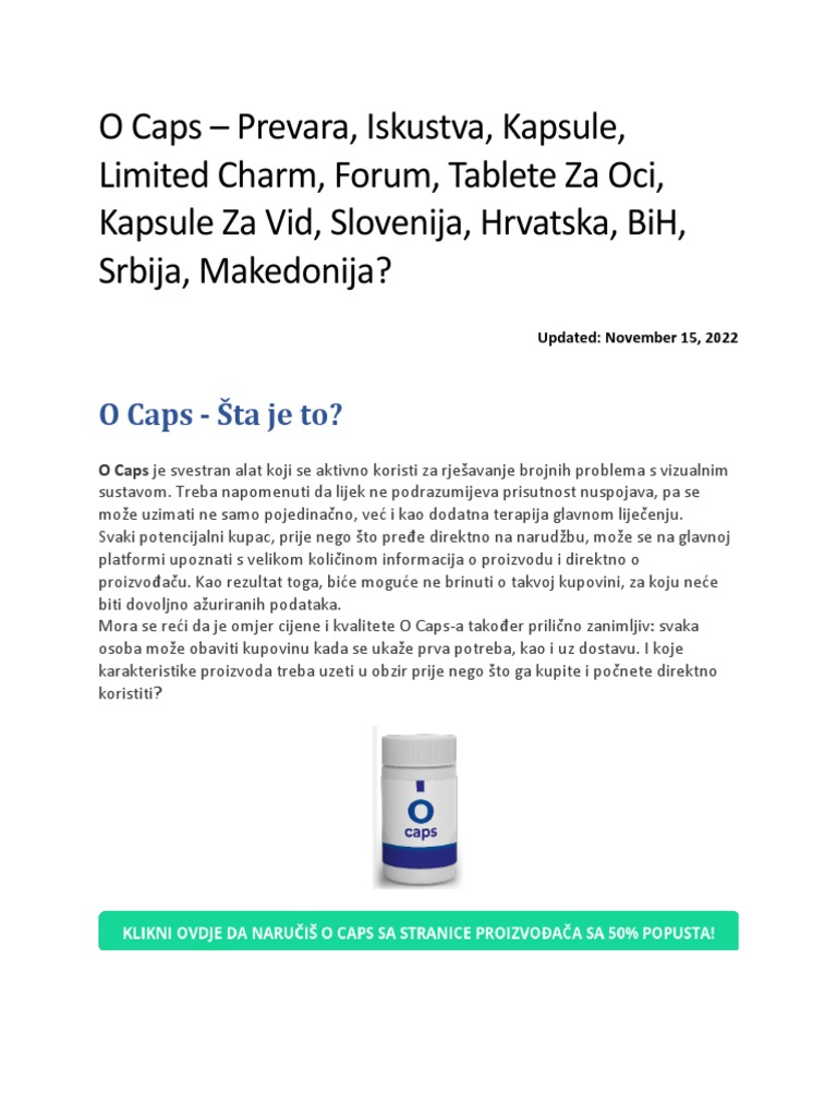 O Caps - Prevara, Iskustva, Kapsule, Limited Charm, Forum, Tablete Za Oci, Kapsule Za Vid ...