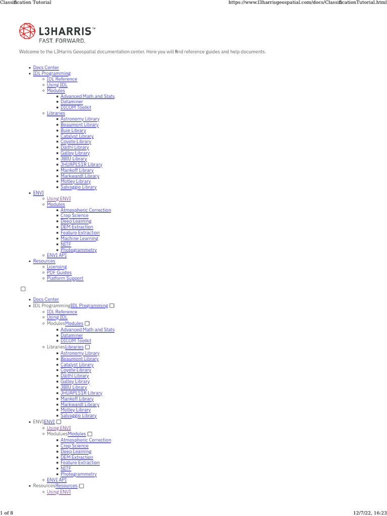 Classification Tutorial From ENVI | PDF