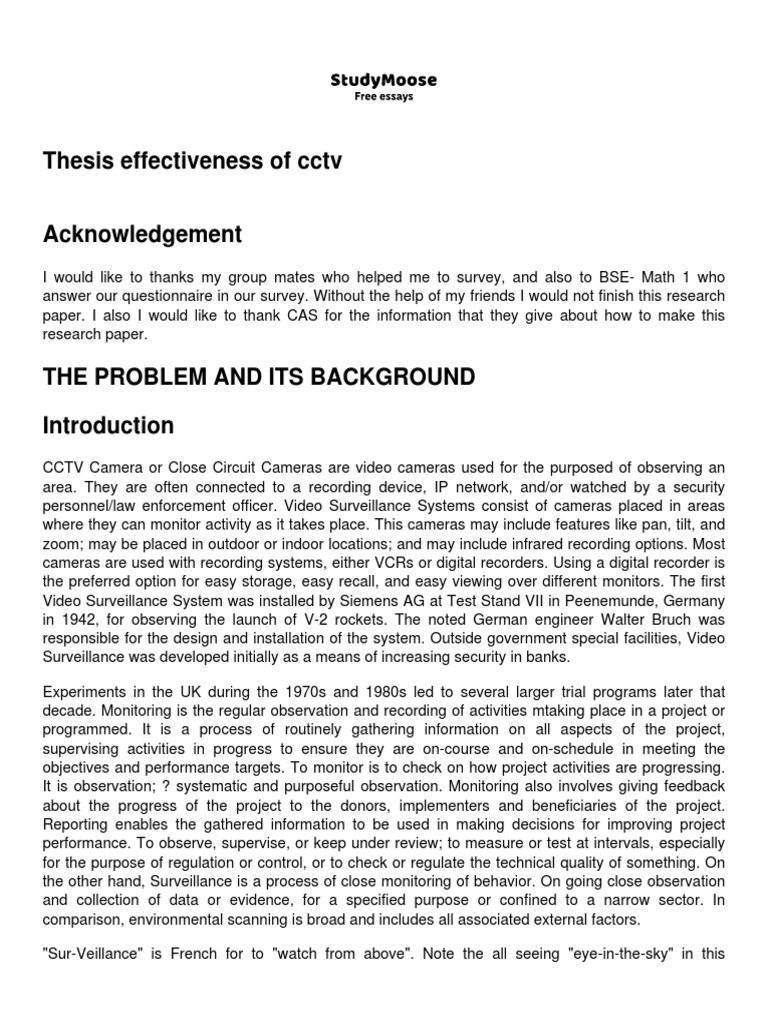 Thesis Effectiveness of CCTV | PDF | Closed Circuit Television ...