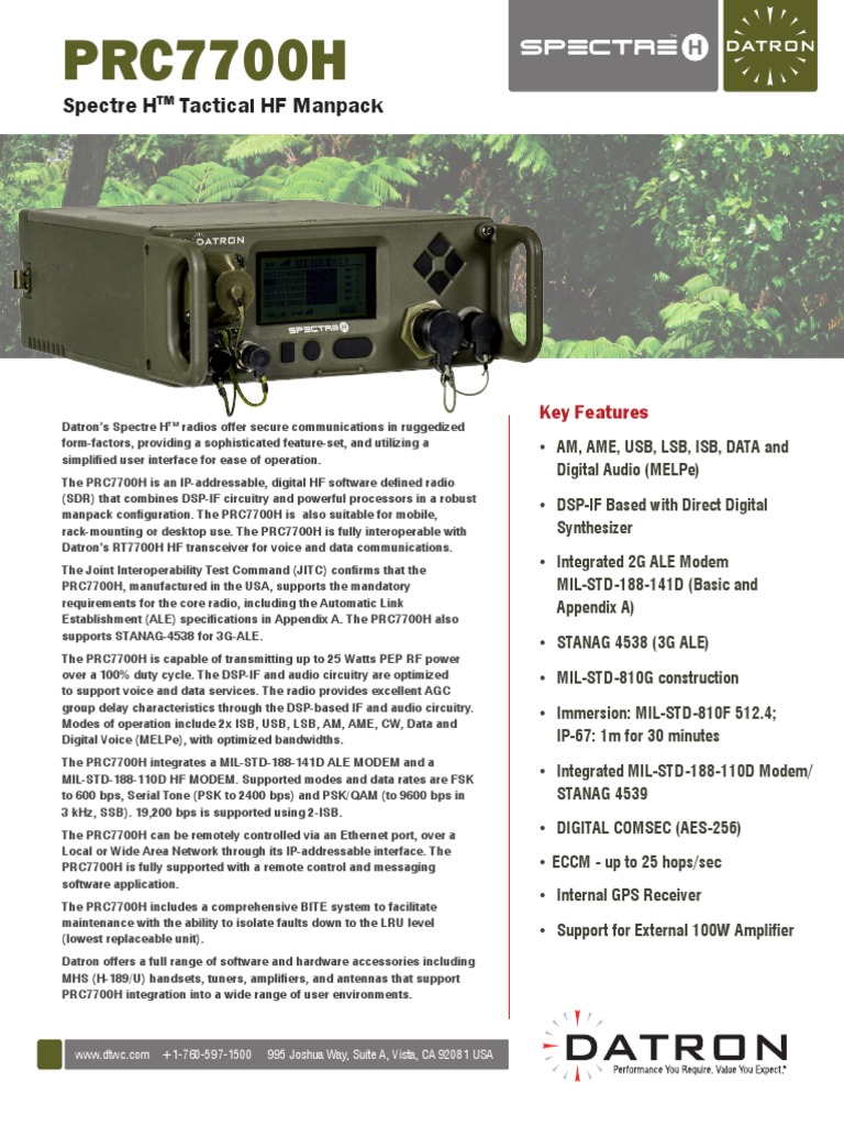 Datron SpectreH-PRC7700H | PDF | Software Defined Radio | Modem