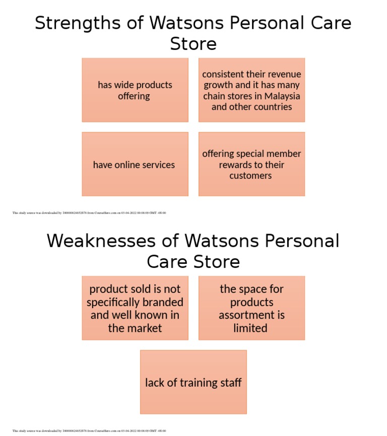 Strengths and Weaknesses Watsons | PDF