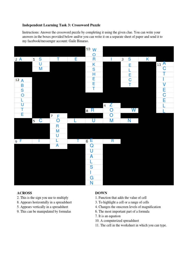 Mastering Excel: An Introduction to Crossword Puzzles for Independent ...