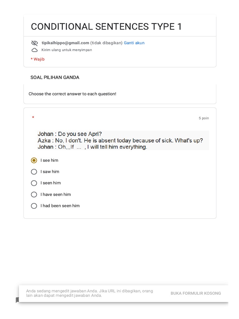 Conditional Sentences Type 1 | PDF