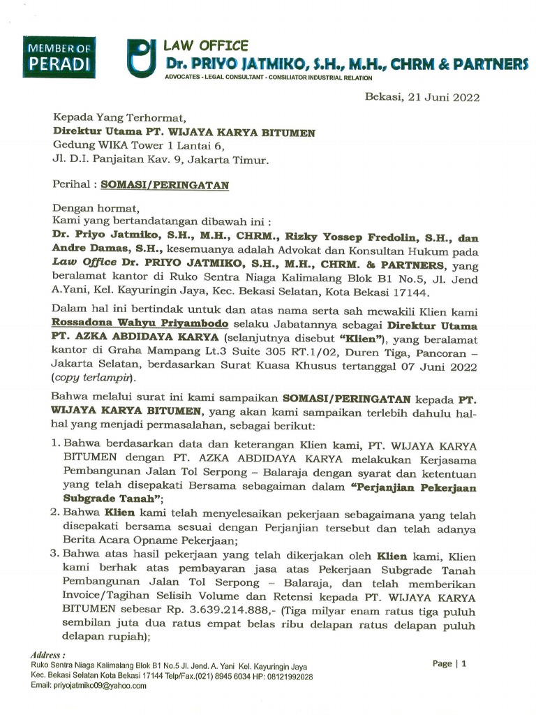 Somasi DR Priyo Jatmiko | PDF