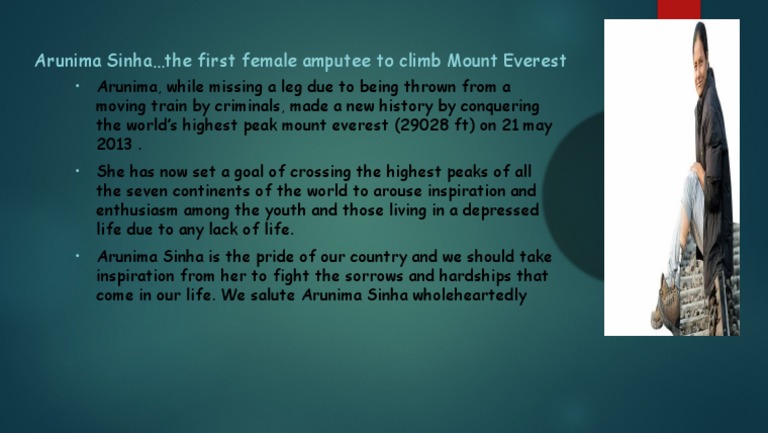 Arunima Sinha: Everest's First Amputee | PDF
