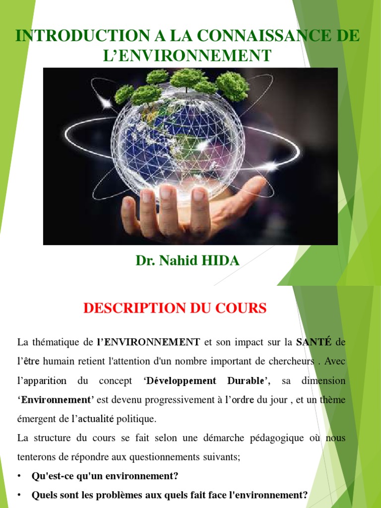 Introduction A La Connaissance de L'environnement Final | PDF