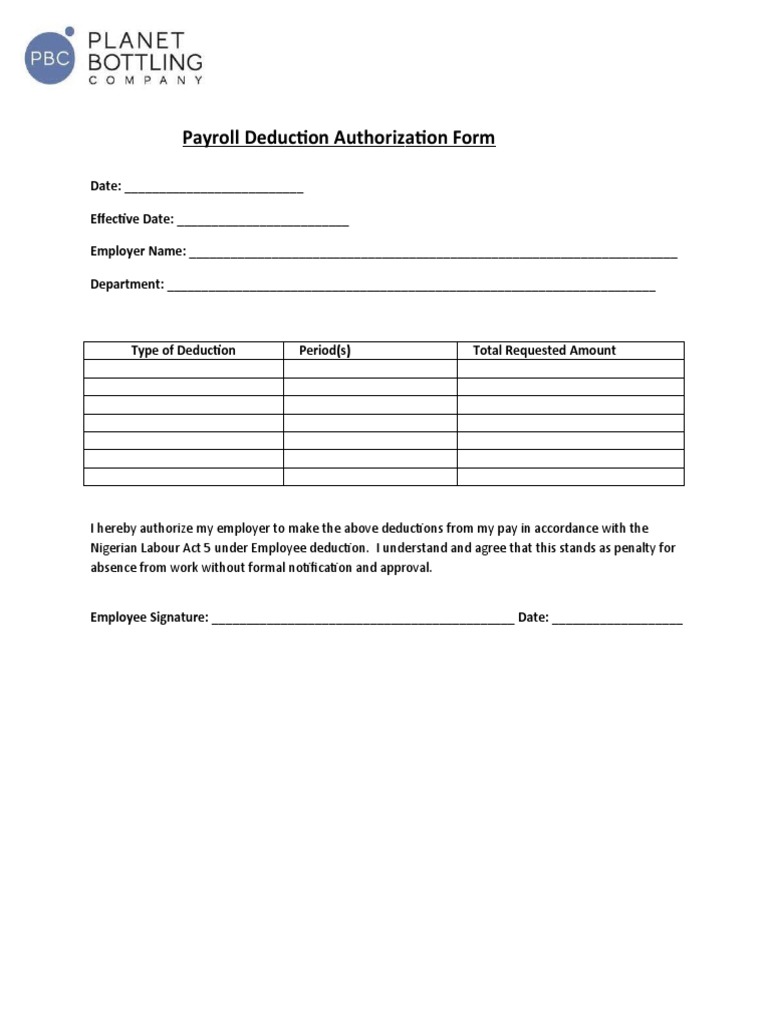Deduction Form | PDF
