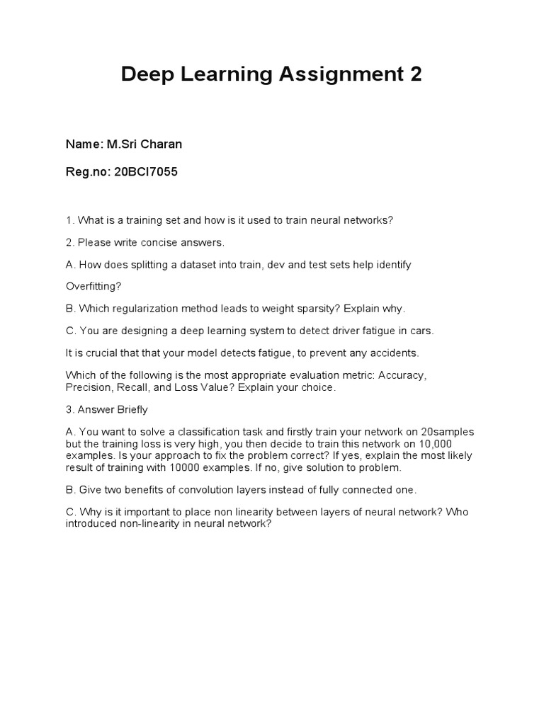 Deep Learning Assignment 2 | PDF