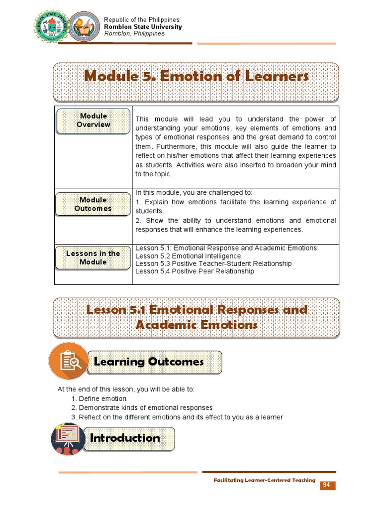 Module 5 in Facilitating Learner Centered Learning 2022 2023 | PDF | Emotions | Learning