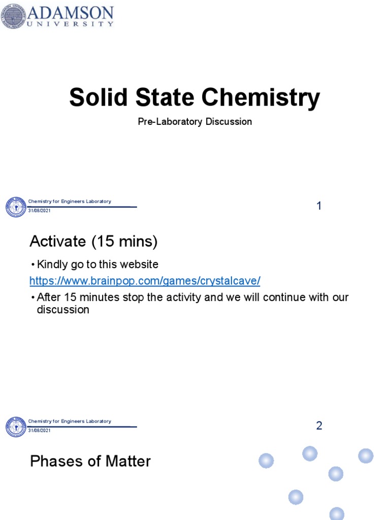 Pre Lab Solid State Chemistry | PDF | Crystal Structure | Crystal
