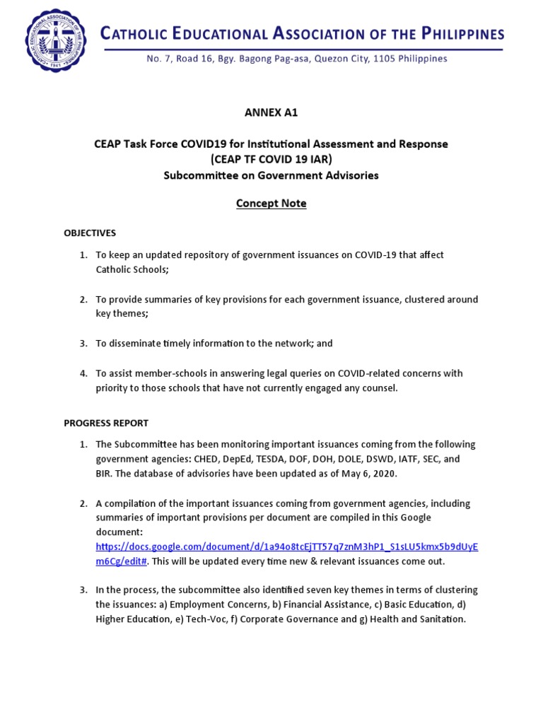 2 Annex A1 - SubCommittee On Government Advisories Progress Report (Revised) | PDF | Government