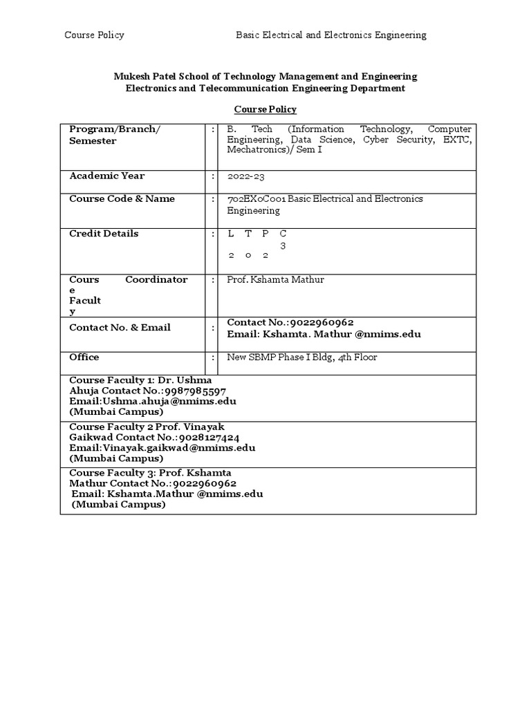 BEEE CP Doc (2022-23) | PDF | Electrical Network | Transformer