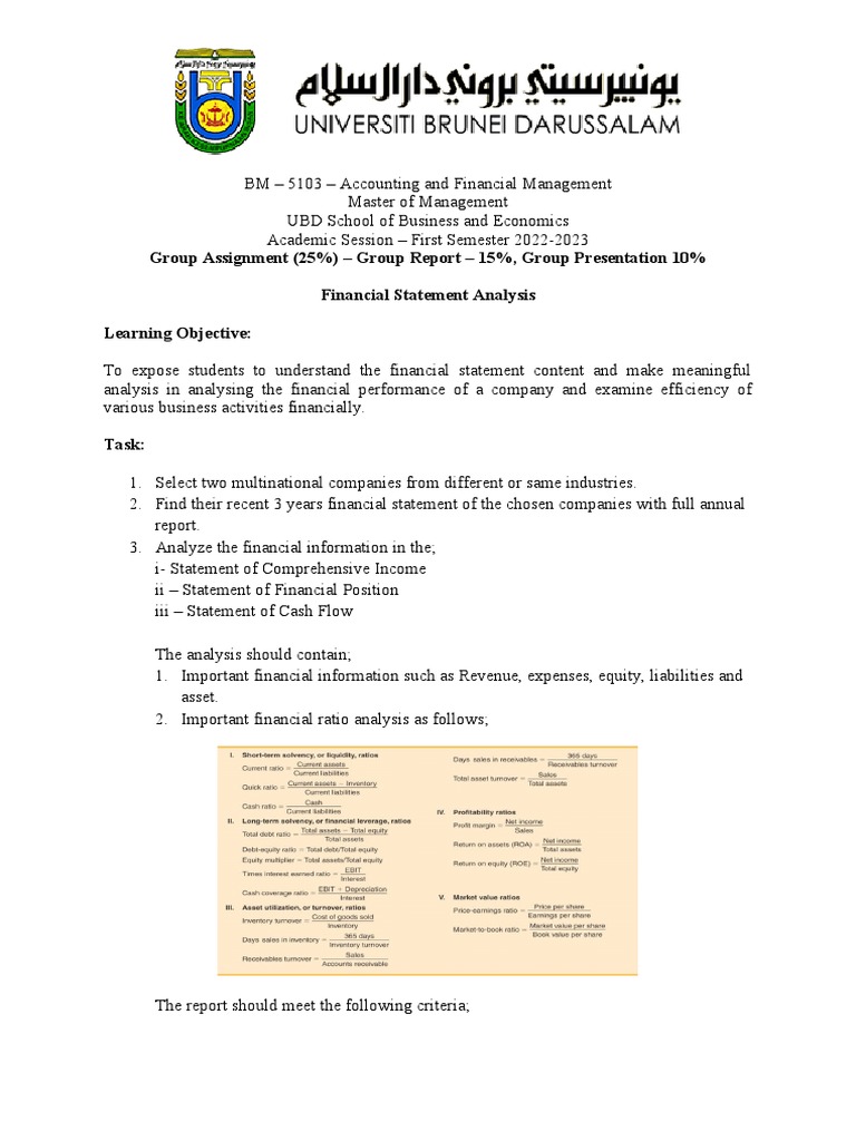 Group Assignment - Financial Statement Analysis | PDF