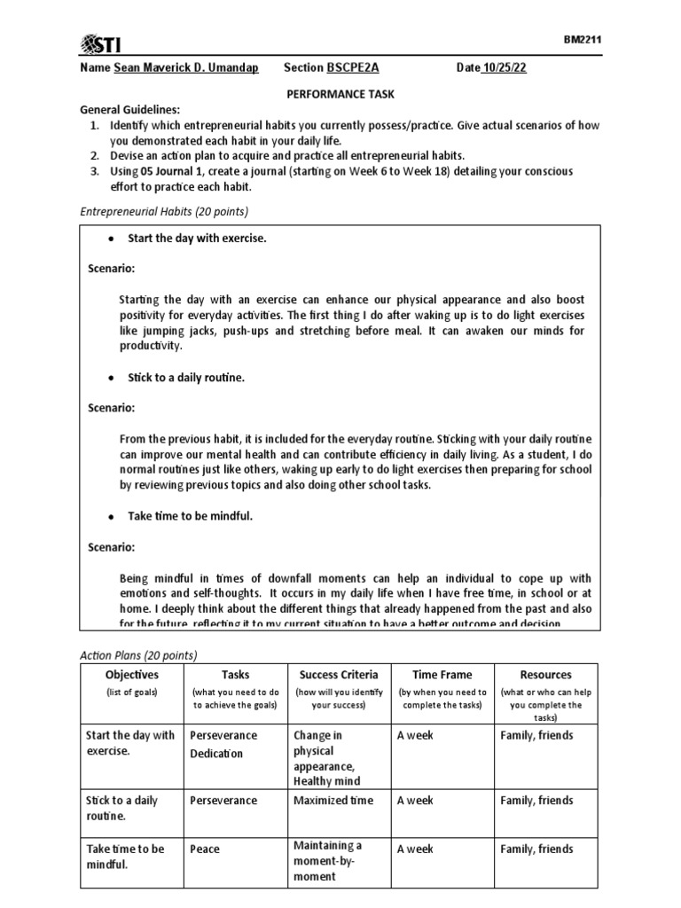 05 Performance Task 1 - ARG | PDF | Habits | Mind