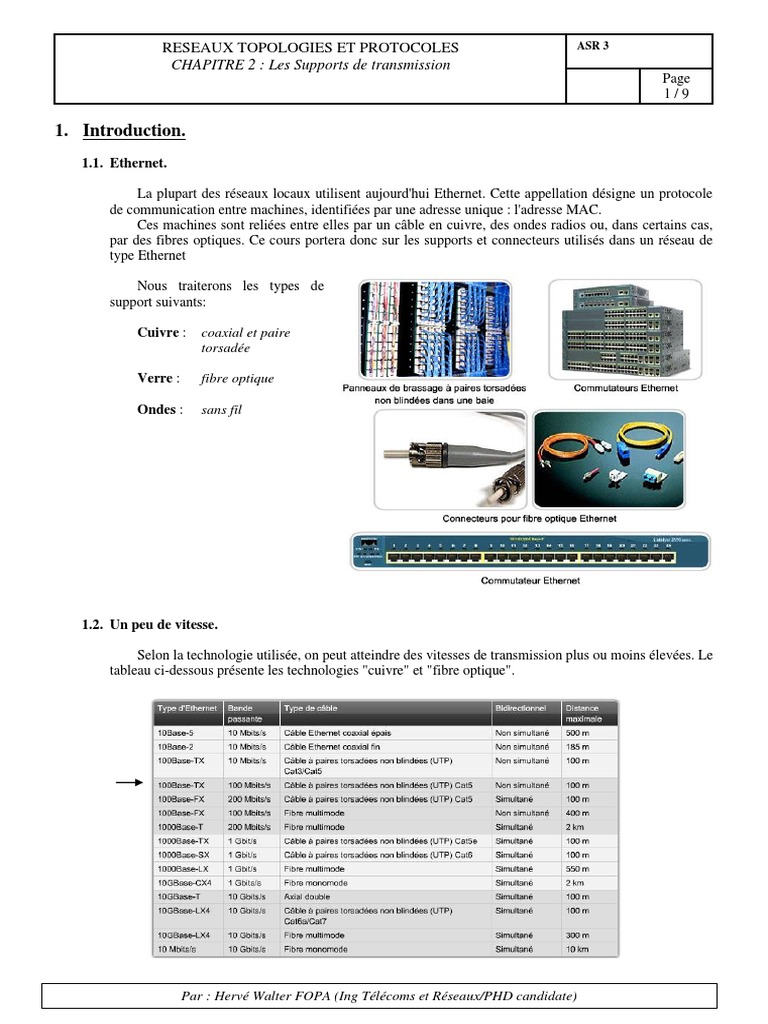 Supports de transmission en réseaux Ethernet | PDF | WiMAX | Fibre optique