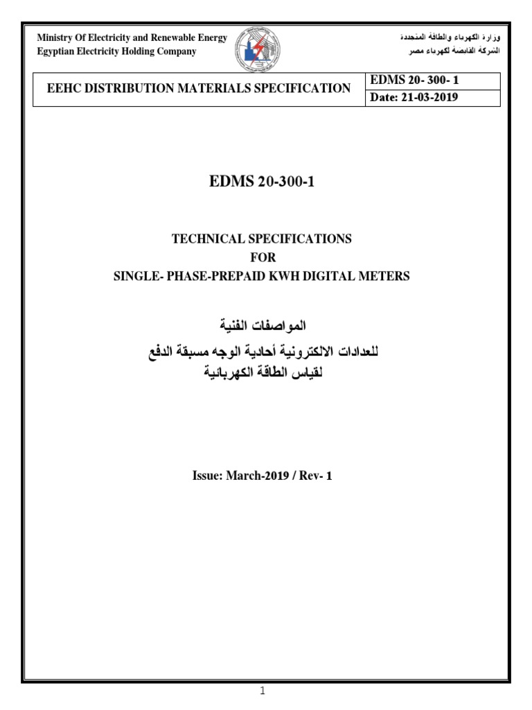 EDMS 20-300-1 Single Phase Prepaid KWH Didital Meter | PDF