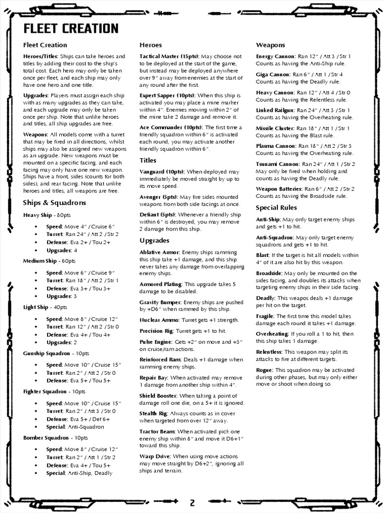 Warfleets FTL - Core Rules v1.6-2 | PDF | Gun Turret | Cruise Missile
