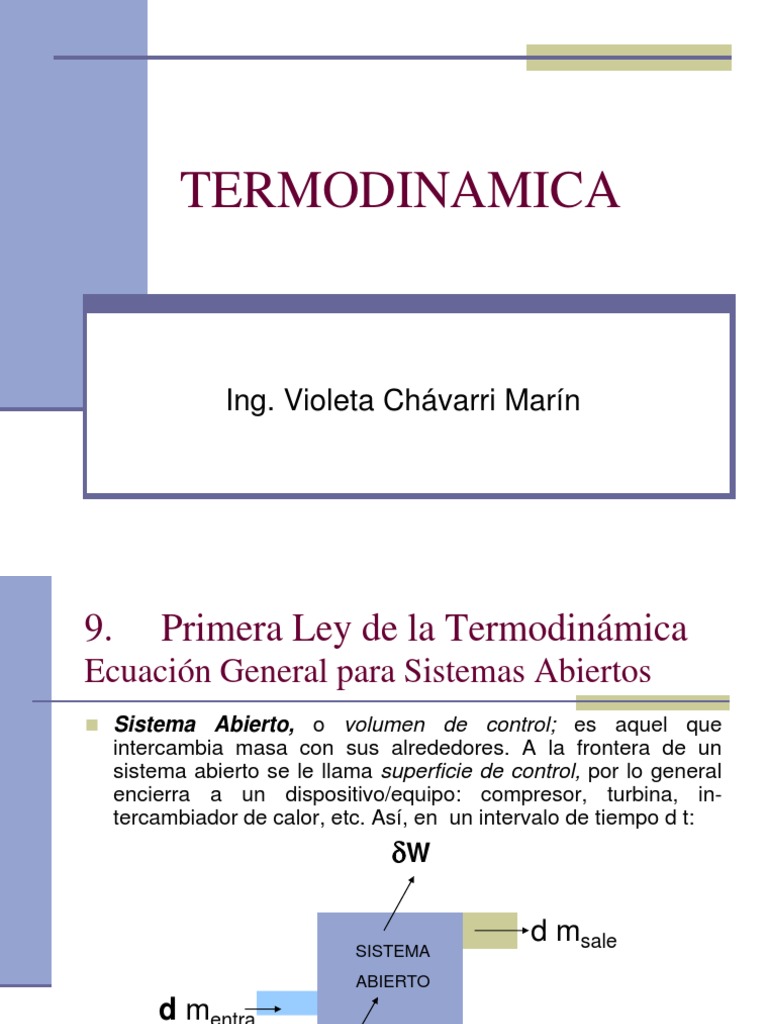 1ra Ley de La Termodinamica - Sistemas Abiertos | PDF | Termodinámica | Física Matemática
