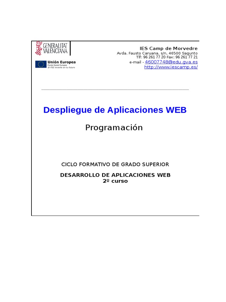 Despliegue de Aplicaciones Web 2º DAW | PDF