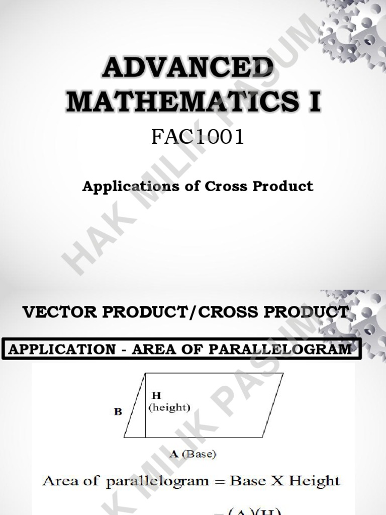 Cross Product Applications Guide | PDF | Area | Mathematical Analysis