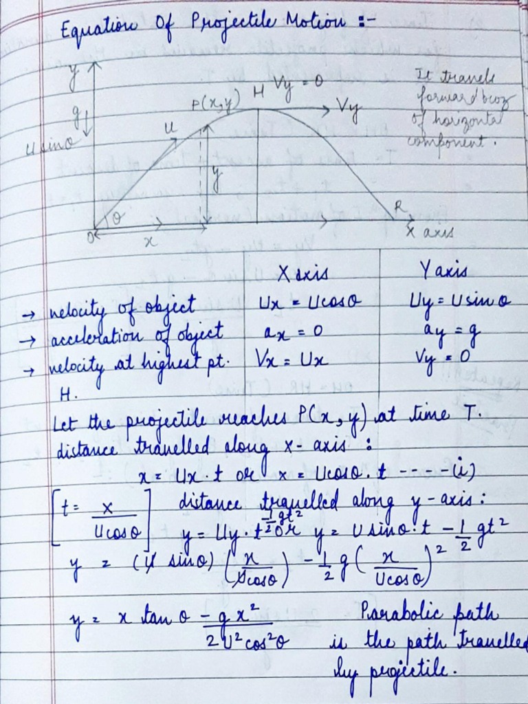 Projectile Motion Notes (Phys) | PDF