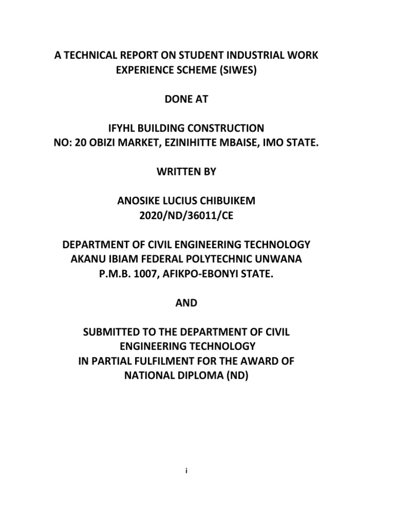 A Technical Report On Student Industrial Work Experience Scheme | PDF ...