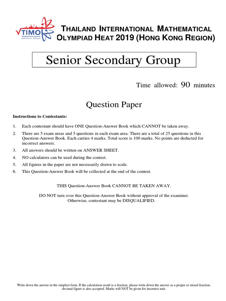 TIMO Heat 2019 SS | PDF | Mathematics | Elementary Mathematics