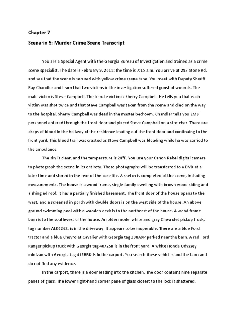 Crime Scene Investigation of a Double Homicide: Murder of Steve and ...