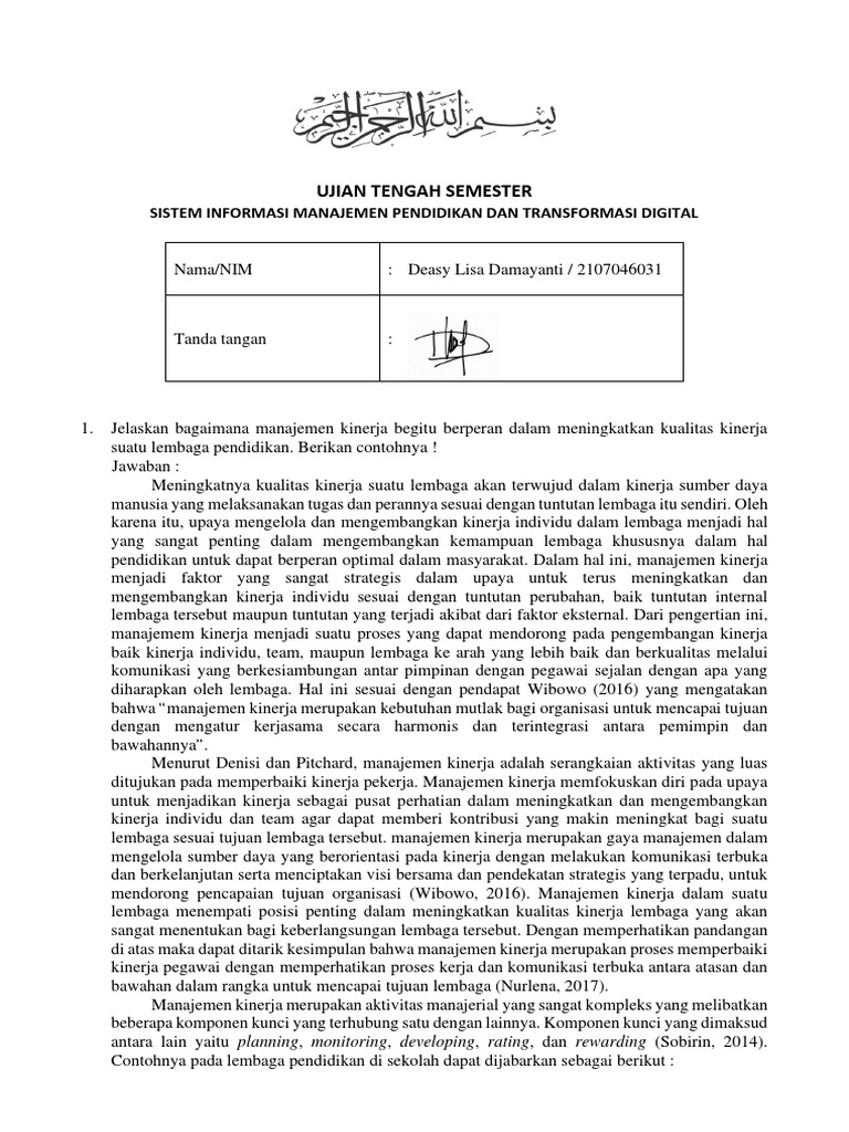 Deasy Lisa Damayanti (UTS SIM) | PDF