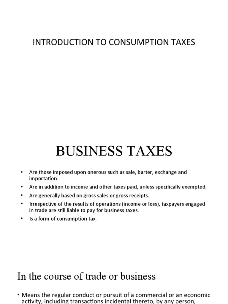 Intro To Consumption Taxes | PDF | Value Added Tax | Taxes