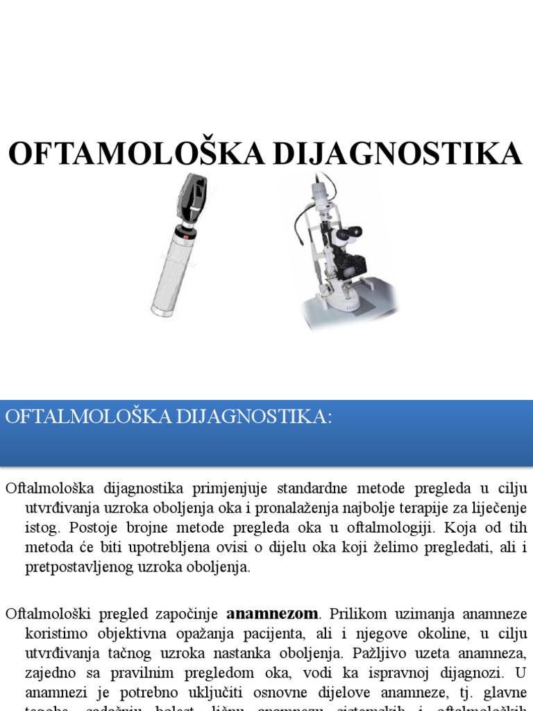 Predavanje Broj 2 - Oftamološka Dijagnostika | PDF