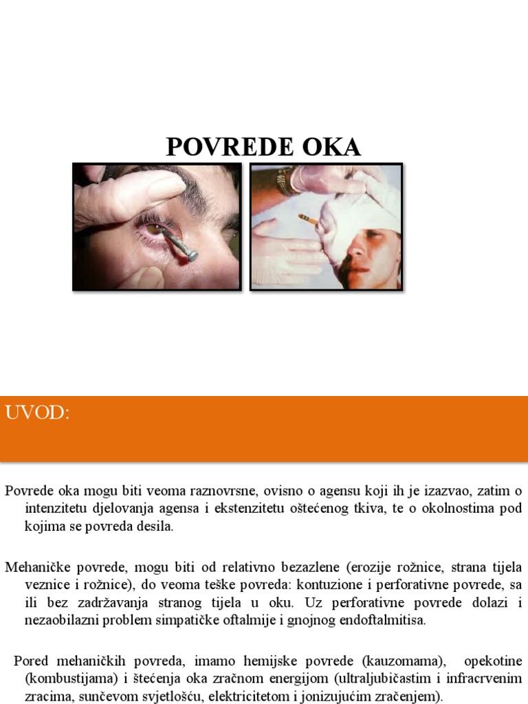 Predavanje Broj 15 - POVREDE OKA | PDF
