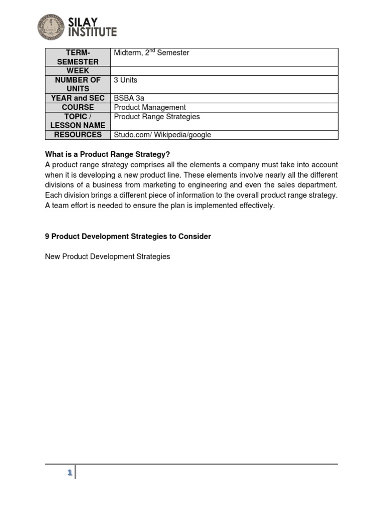 Product Range Strategies Explained | PDF | Startup Company | Small ...
