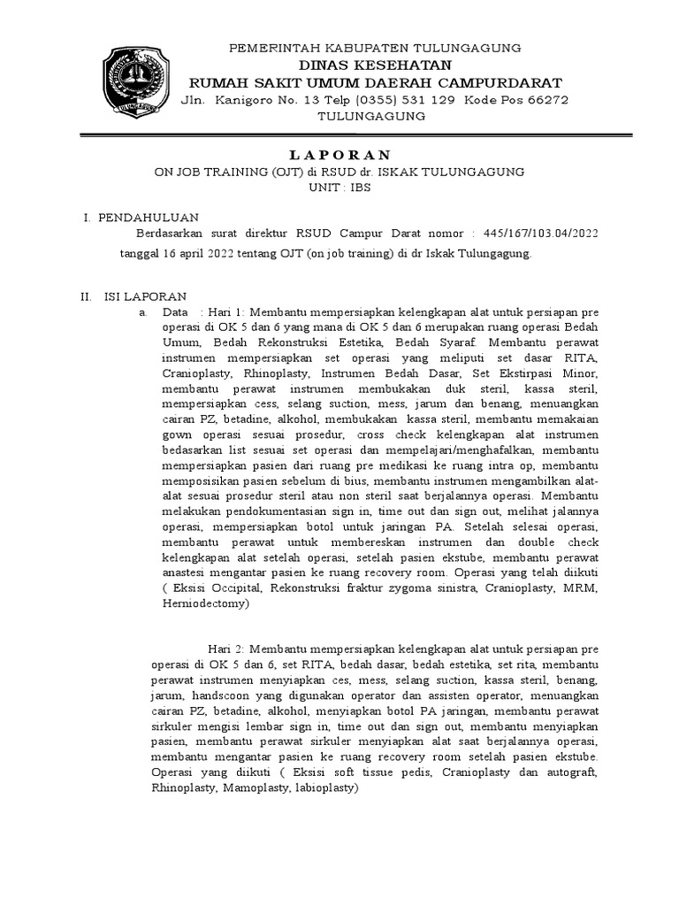 LAPORAN OJT NURZILA INTAN SAPUTRI MINGGU 2 Fix | PDF