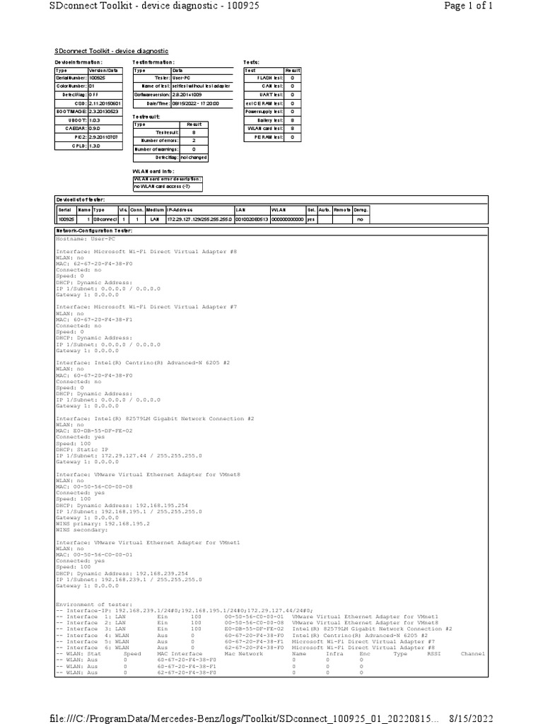 SDconnect Toolkit - Device Diagnostic Self-Test 000 | PDF | Wireless ...