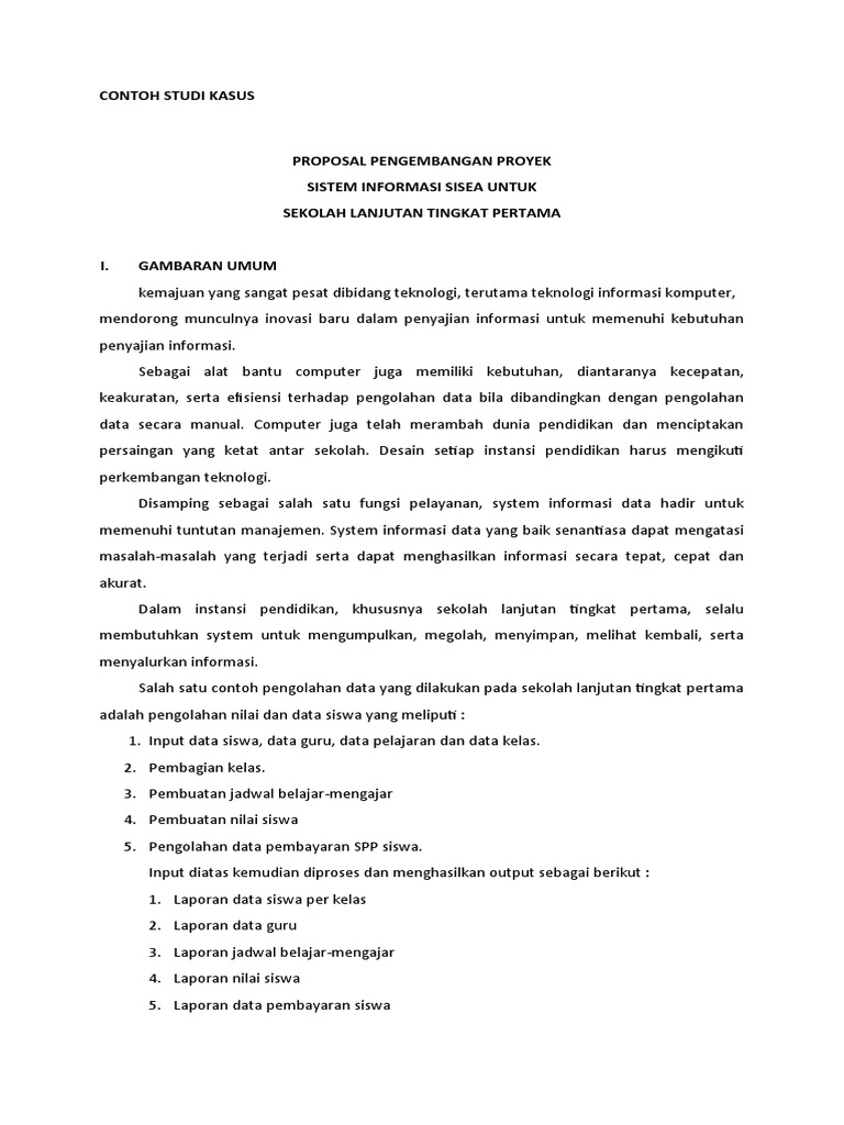 Contoh Studi Kasus Analisis Sistem | PDF